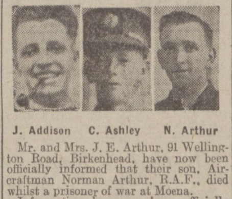 Birkenhead Institute War Memorial - World War Two - Norman Arthur